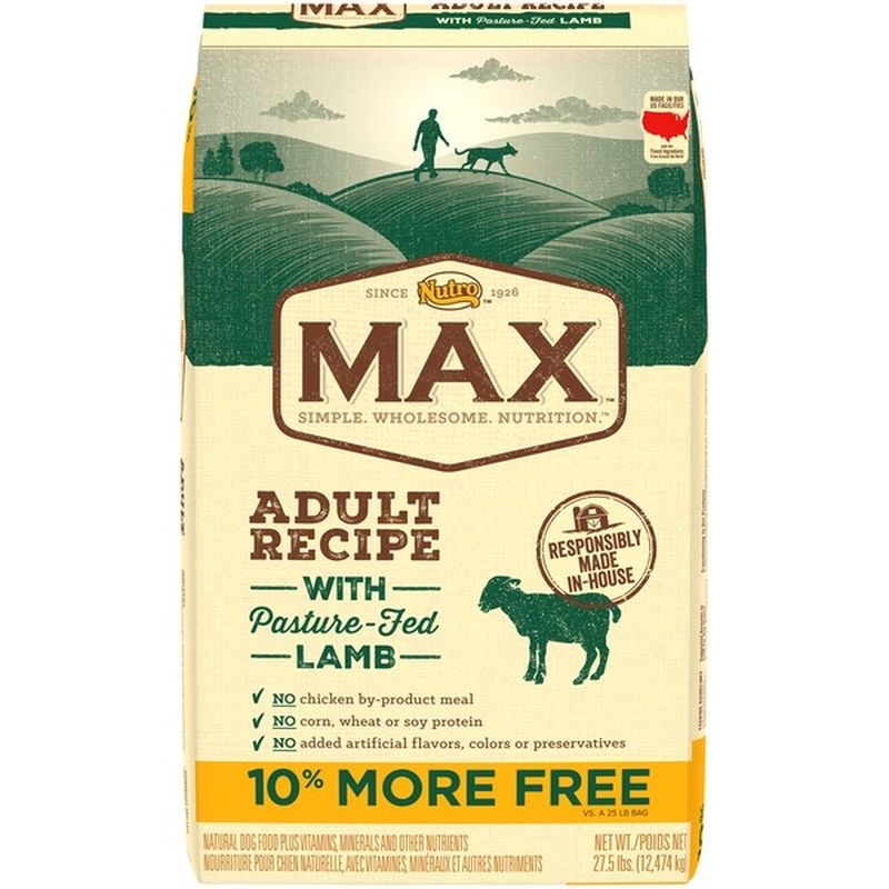 Nutro Max Adult Recipe with Pasture Fed Lamb Dog Food (27.5 lb) - Instacart