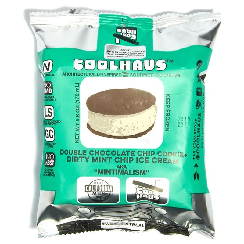 CoolHaus Ice Cream Sandwich, Double Chocolate, Dirty Mint Chip (5.8 oz ...