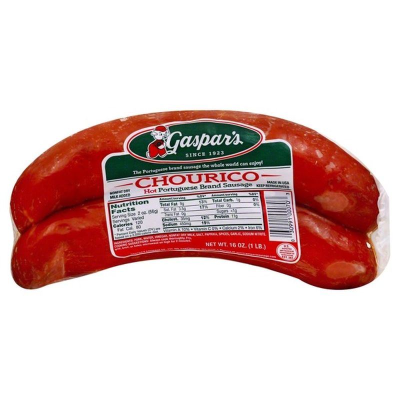 Gaspars Sausage, Chourico, Hot (16 oz) - Instacart