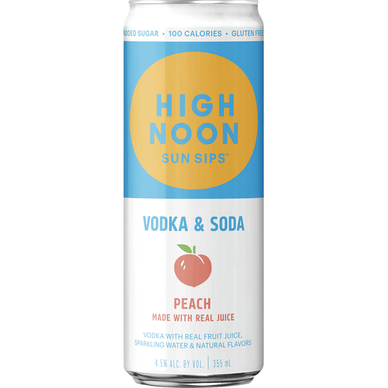 High Noon Peach Vodka Hard Seltzer (355 ml) - Instacart
