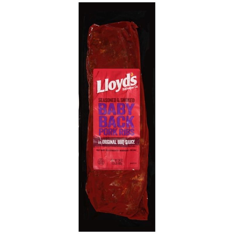Lloyd's Barbeque Co. Seasoned & Smoked Babyback Pork Ribs (24 oz ...