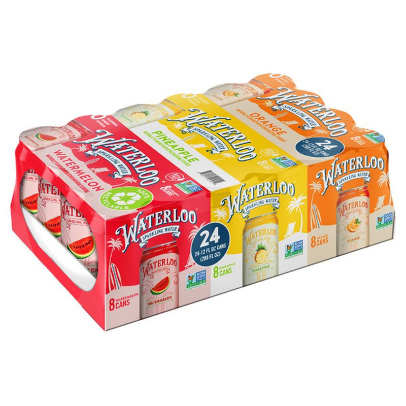 Waterloo Sparkling Water Beach Pack (8 x Orange, 8 x Pineapple, 8 x ...