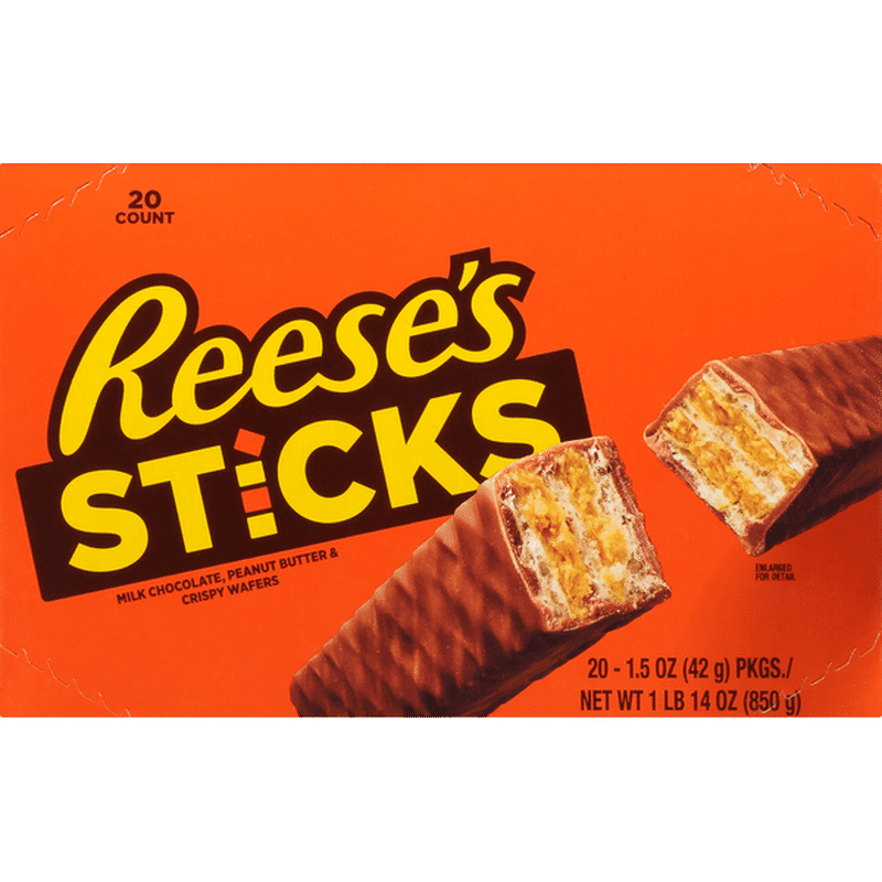 Reese's Sticks Crispy Wafers, Milk Chocolate, Peanut Butter (20 each ...