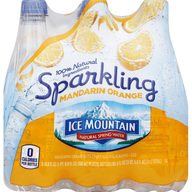 Ice Mountain Water, Natural Spring, Sparkling Mandarin Orange (6 each) - Instacart