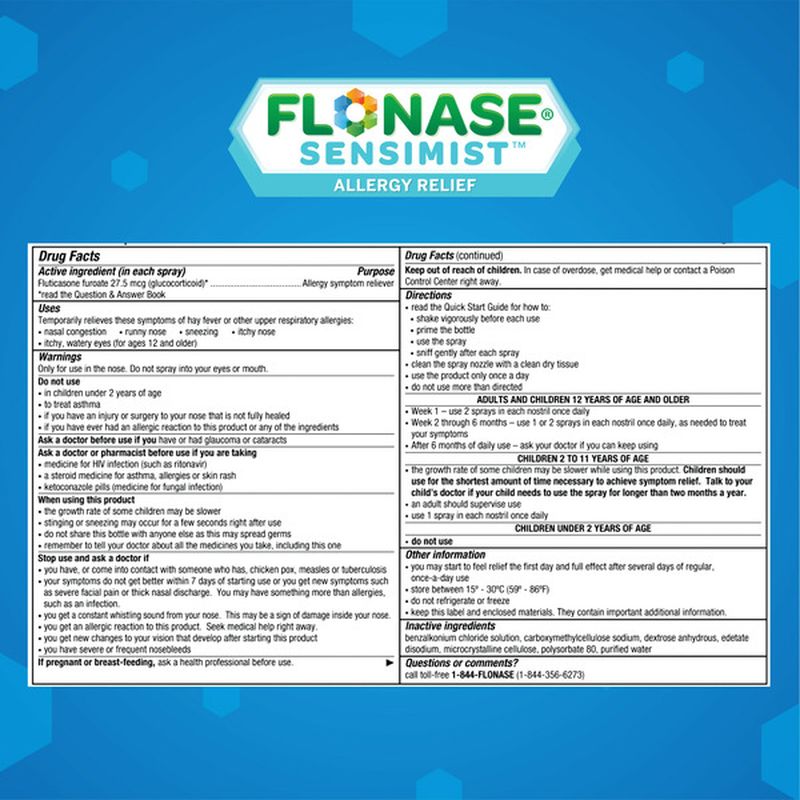 Flonase Sensimist 24Hr Allergy Nasal Spray, Sensimist 24Hr Allergy ...