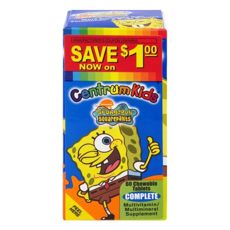 Centrum Kids SpongeBob Squarepants Multivitamin Supplement Chewable ...