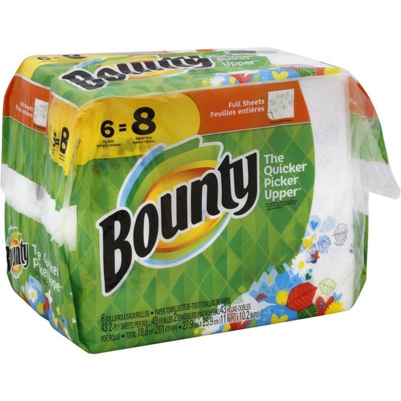 Bounty Paper Towels, Print , 6 Big Rolls = 8 Regular Rolls (6 ct ...