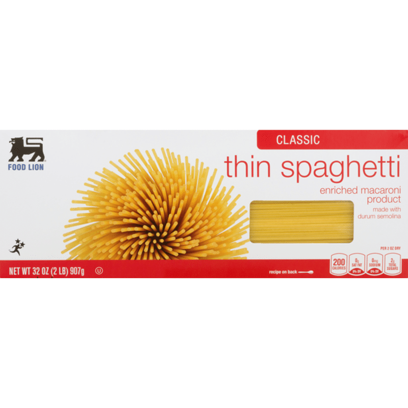 Food Lion Pasta, Thin Spaghetti, Classic, Box (32 oz) - Instacart