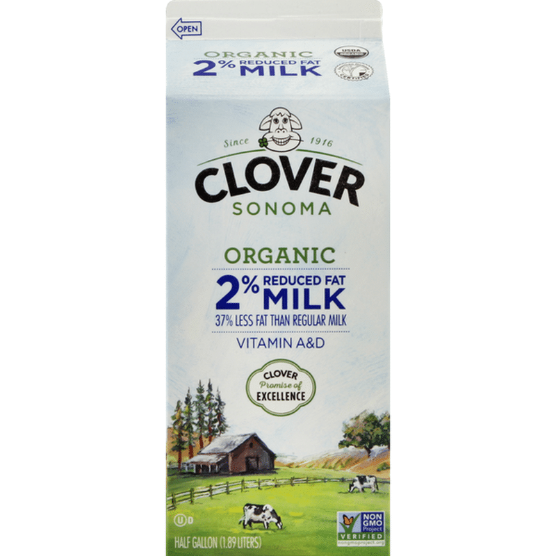 Clover Sonoma Organic 2% Reduced Fat Milk Half Gallon (0.5 gal) - Instacart