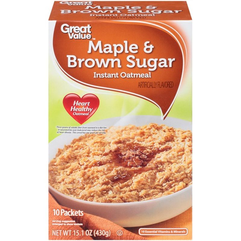 Great Value Maple & Brown Sugar Instant Oatmeal (15.1 oz) Delivery or ...