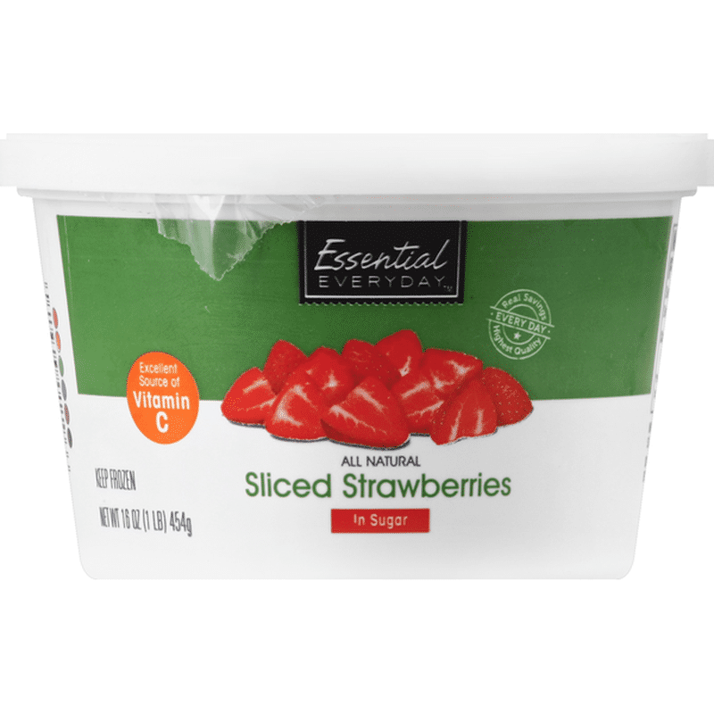 Essential Everyday Strawberries, Sliced, in Sugar (16 oz) - Instacart