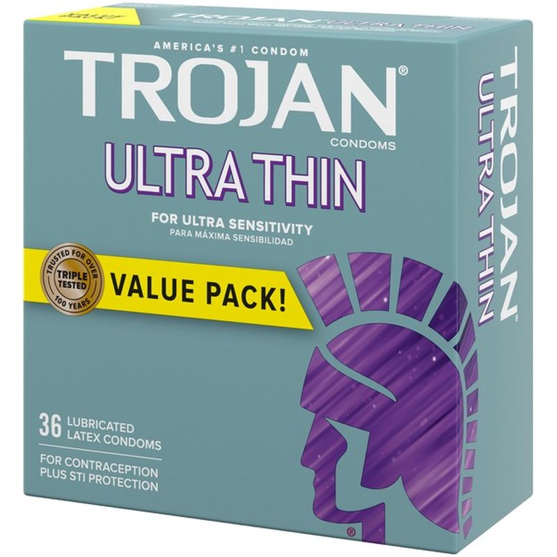 Trojan Ultra Thin Condoms For Ultra Sensitivity, 36 Count, 1 Pack (36 ...