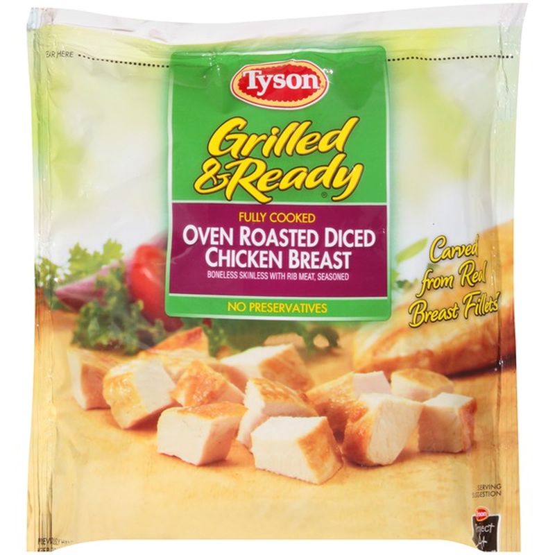 Tyson Grilled And Ready FC Oven Roasted Diced Chicken Breast Boneless ...
