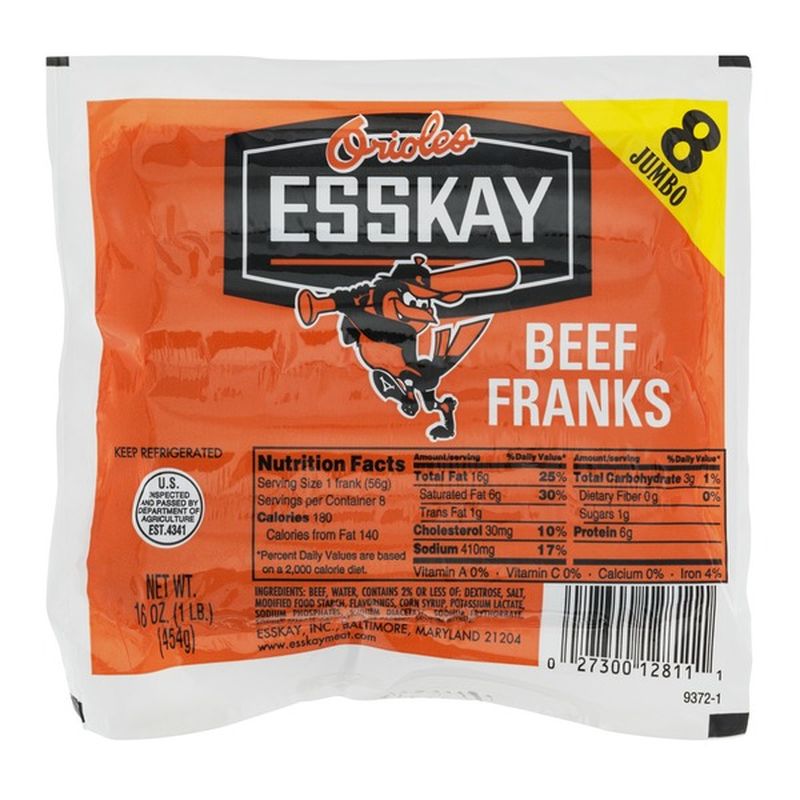 Esskay Beef Franks Orioles - 8 CT (16 oz) - Instacart
