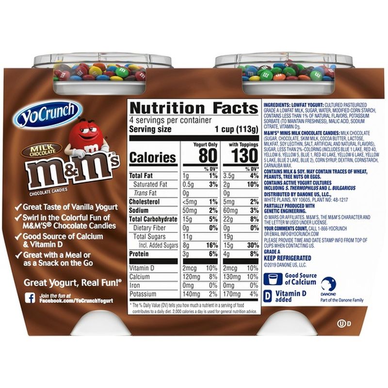 YoCrunch Lowfat Vanilla with M&Ms Yogurt (4 oz) - Instacart