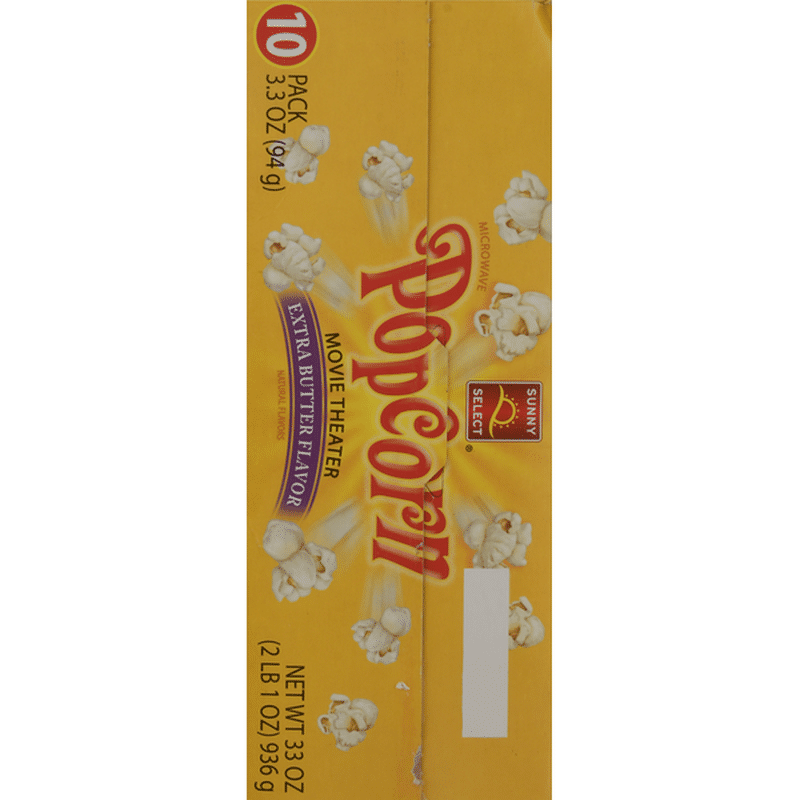 Sunny Select Popcorn, Microwave, Extra Butter Flavor, 10 Pack (3.3 oz ...
