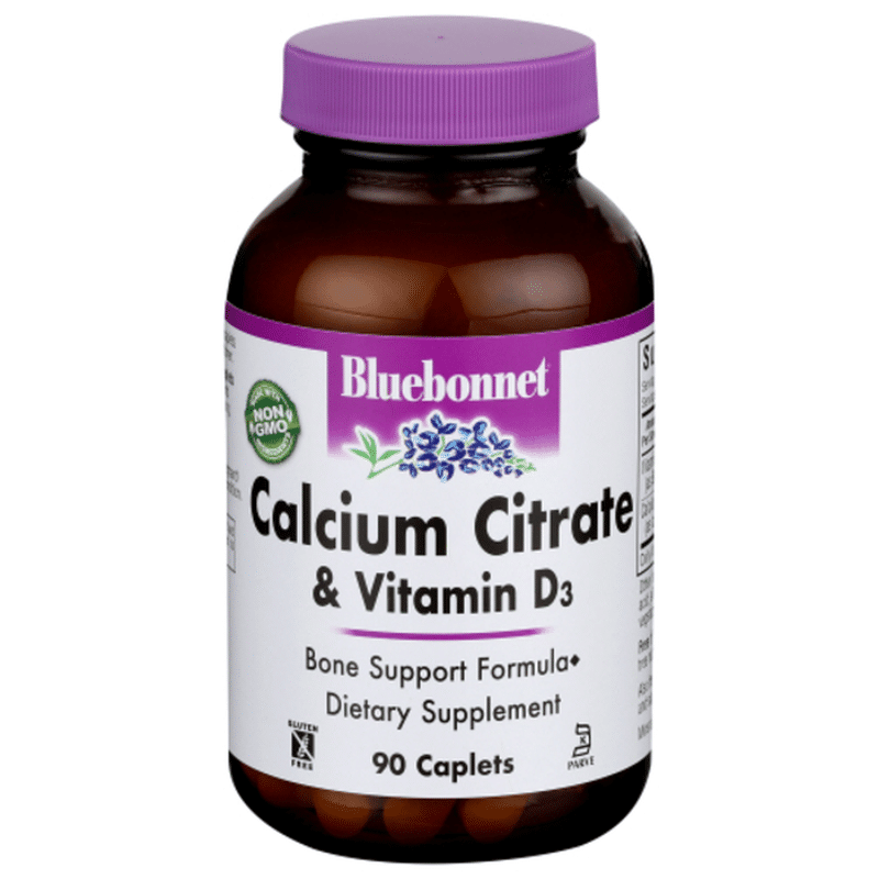 Bluebonnet Calcium Citrate Plus Vitamin D3 Dietary Supplement (90 ct ...
