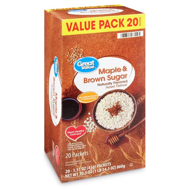 Great Value Maple & Brown Sugar Instant Oatmeal (30.2 oz) - Instacart