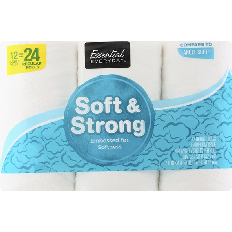 Essential Everyday Bathroom Tissue, Soft & Strong, Double Rolls, Two ...