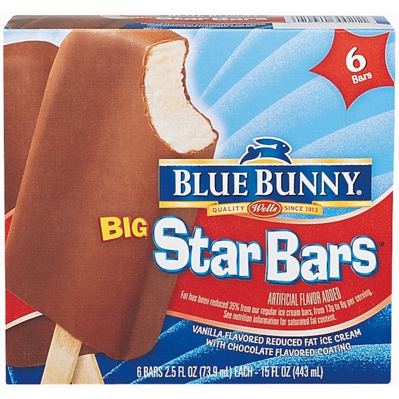 Blue Bunny Big Star Bars Reduced Fat 2.5 Oz Ice Cream Bar (6 ct ...