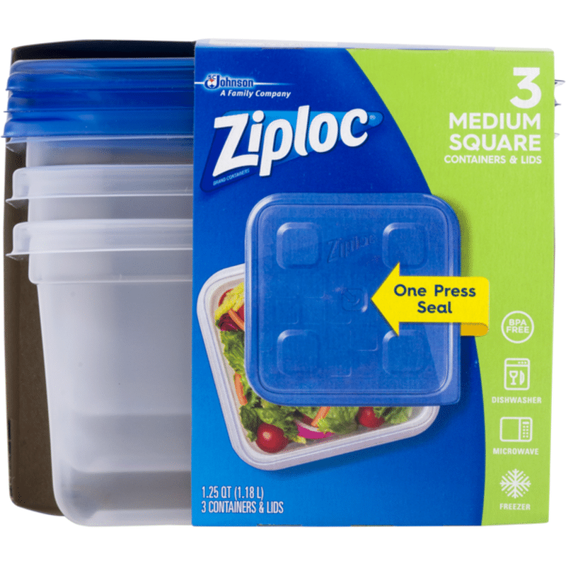 Ziploc Medium Square Containers & Lids - 3 CT (3 ct) - Instacart