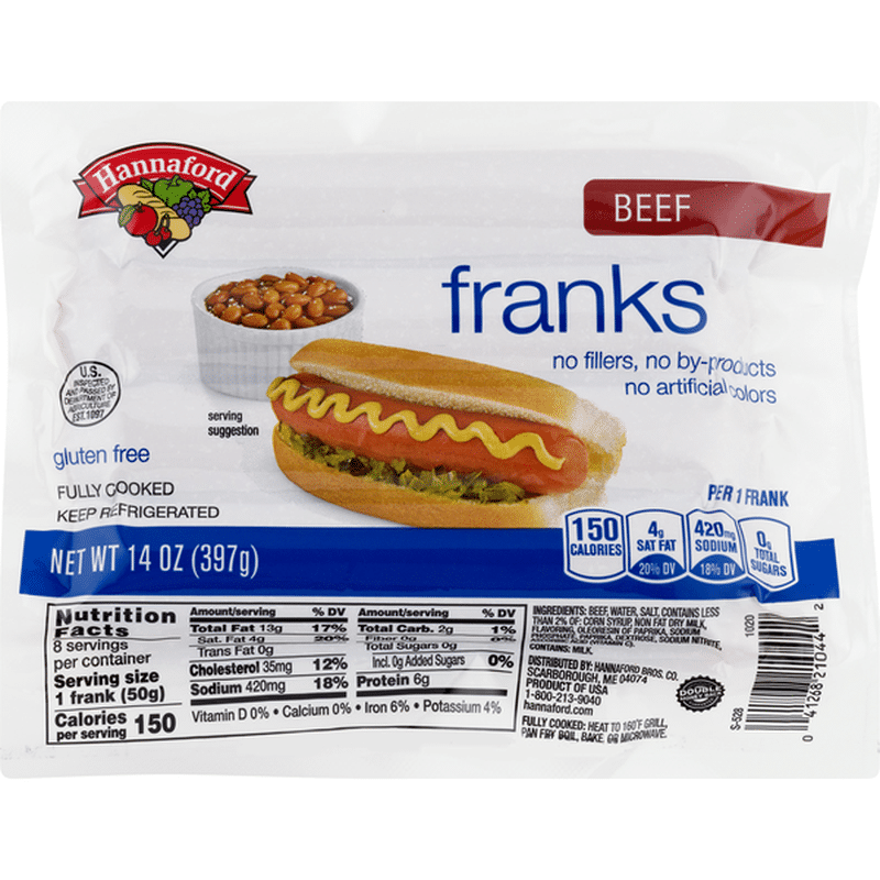 Hannaford Franks, Beef (14 oz) - Instacart
