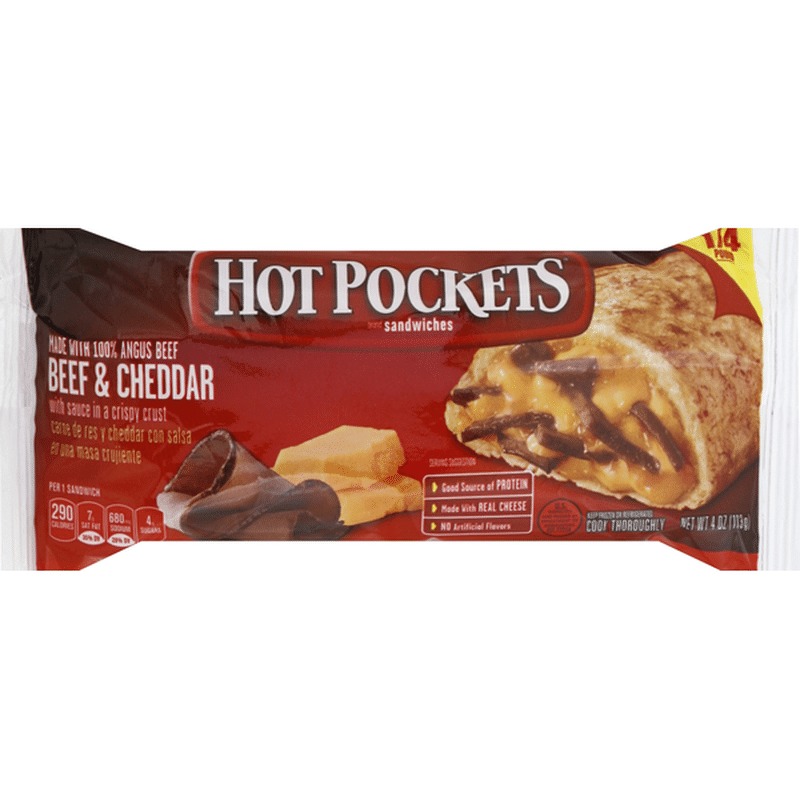 Hot Pockets Sandwiches, Beef & Cheddar (4 oz) - Instacart