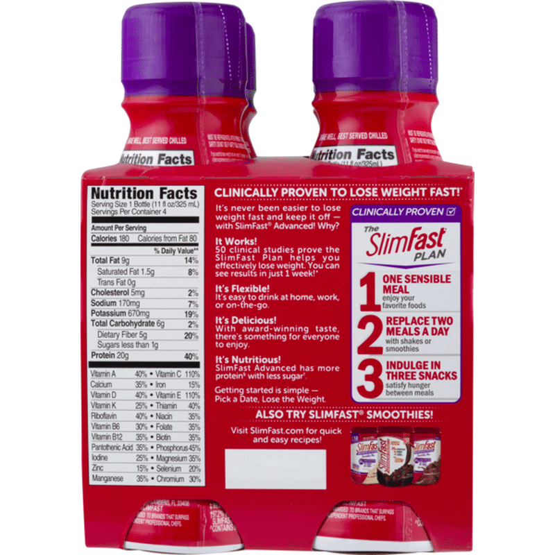 Slim-Fast Meal Replacement Shake, Strawberries & Cream, High Protein ...