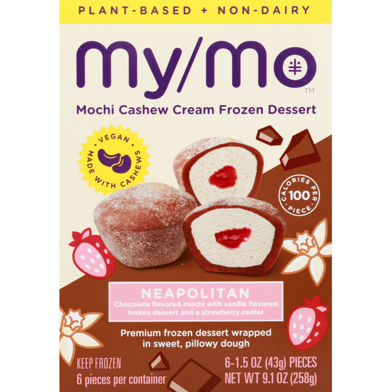 My/Mo Frozen Dessert, Mochi Cashew Cream, Neapolitan (6 each) - Instacart
