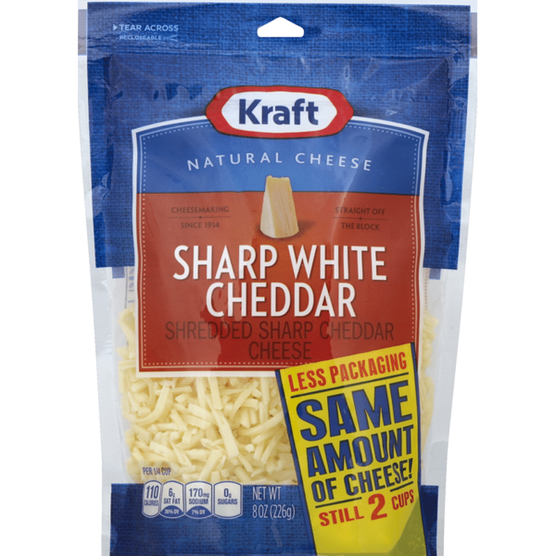 Kraft Shredded Cheese, Sharp White Cheddar (8 oz) - Instacart