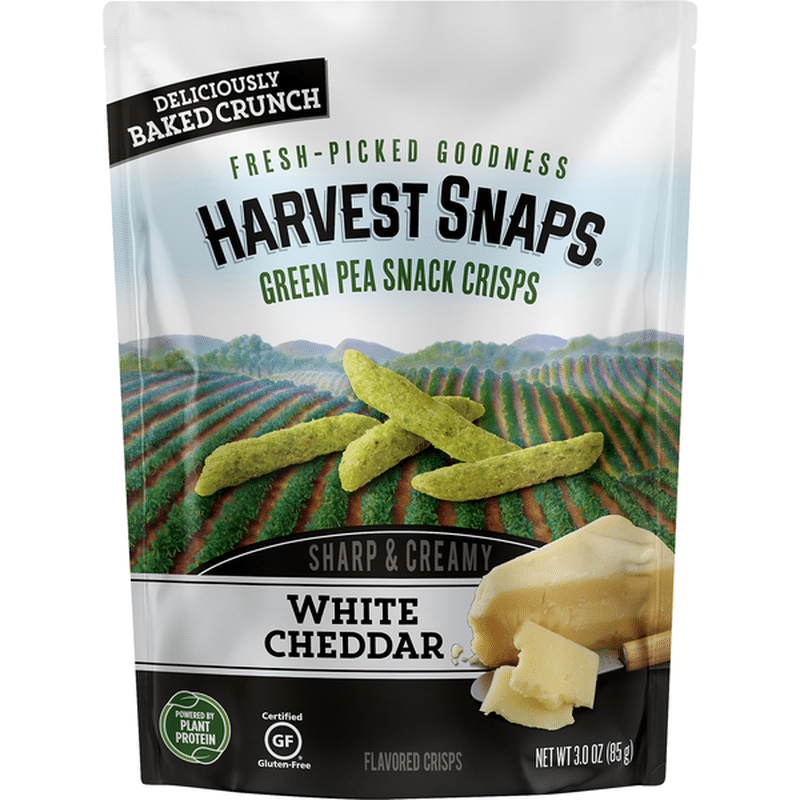Harvest Snaps Green Pea Snack Crisps, White Cheddar, Sharp & Creamy (3 ...
