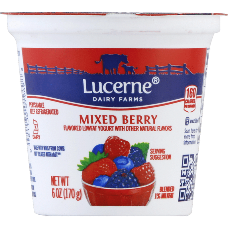 Lucerne Yogurt, Low Fat, Blended, Mixed Berry Flavored (6 oz) - Instacart