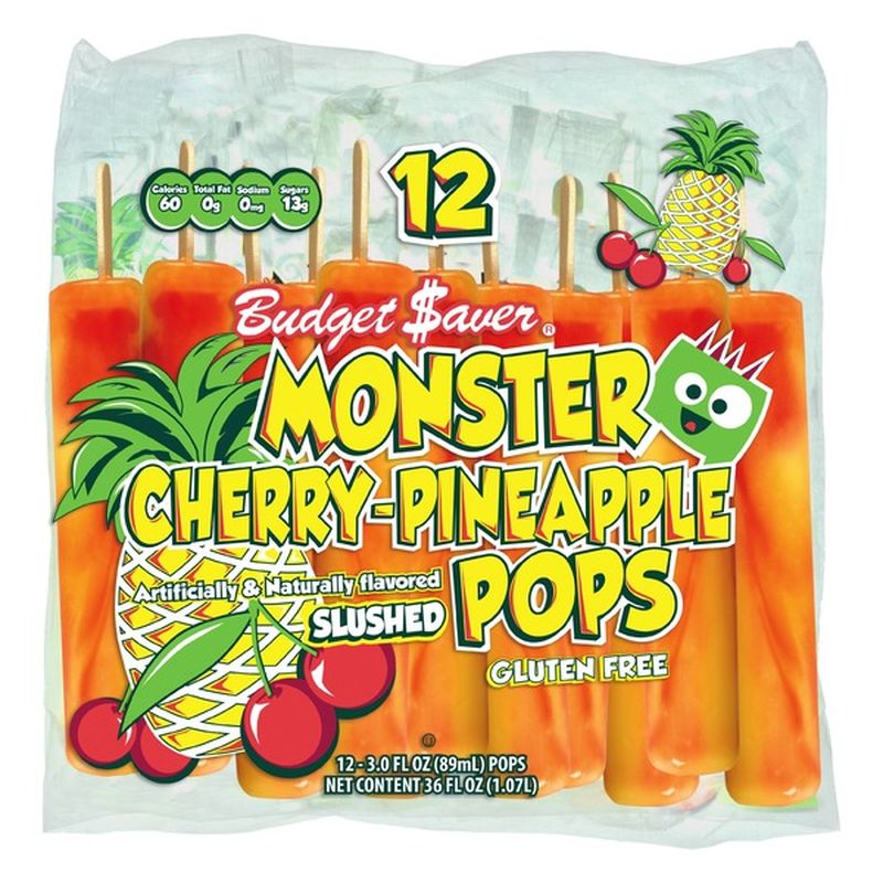 Budget Saver Monster Pops Slushed Cherry-Pineapple (12 ct) - Instacart