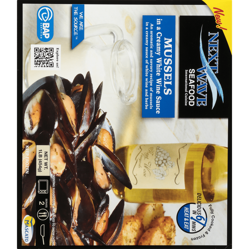 Next Wave Seafood Mussels in a Creamy White Wine Sauce (1 lb) - Instacart