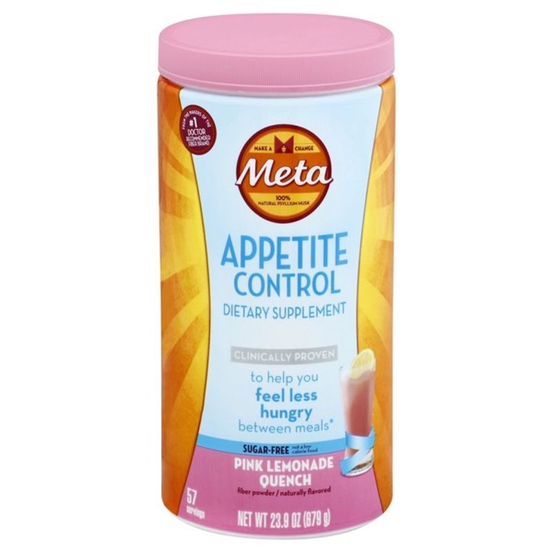 Meta Biotic Appetite Control Psyllium Fiber Sugar-Free Supplement, Pink ...