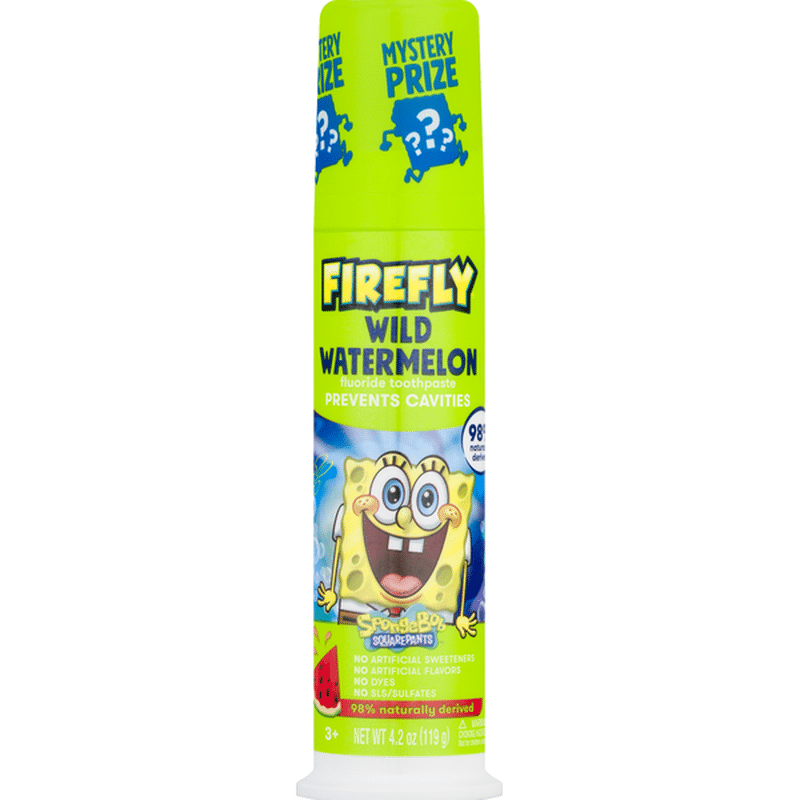 Firefly Toothpaste, Anticavity Fluoride, Wild Watermelon, Sponge Bob ...