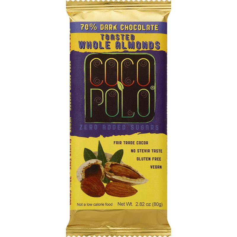 Coco Polo Dark Chocolate, 70%, Toasted Whole Almonds (2.82 oz) - Instacart