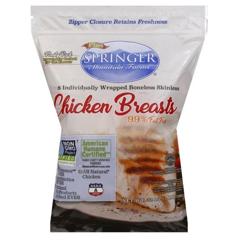 Springer Mountain Farms Chicken, Breast Filets, Boneless, Skinless (32 ...