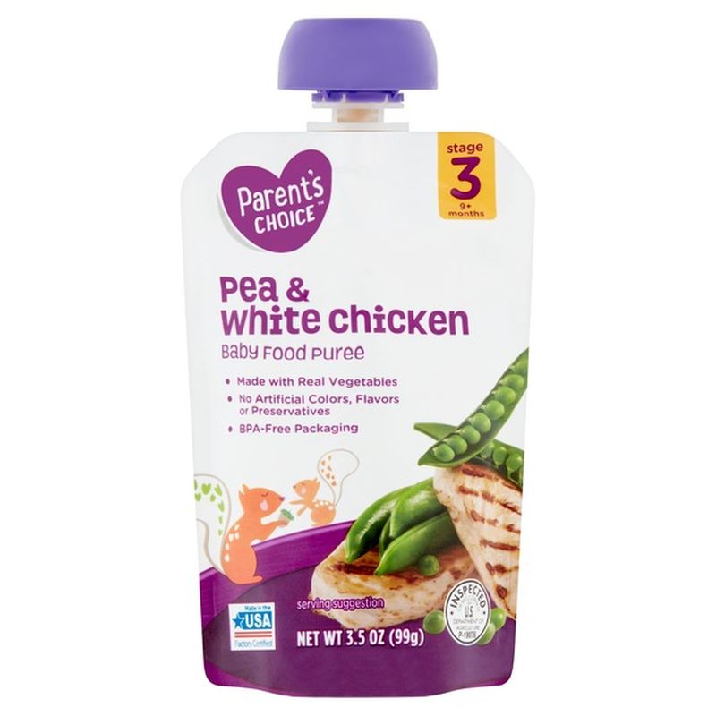 Parent's Choice Stage 3 Pea & White Chicken Baby Food Puree (each ...