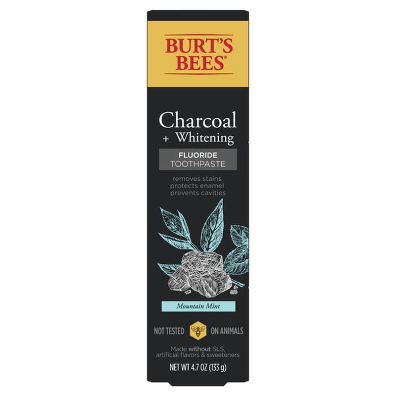 Burt's Bees Toothpaste, Natural Flavor, Charcoal with Fluoride ...