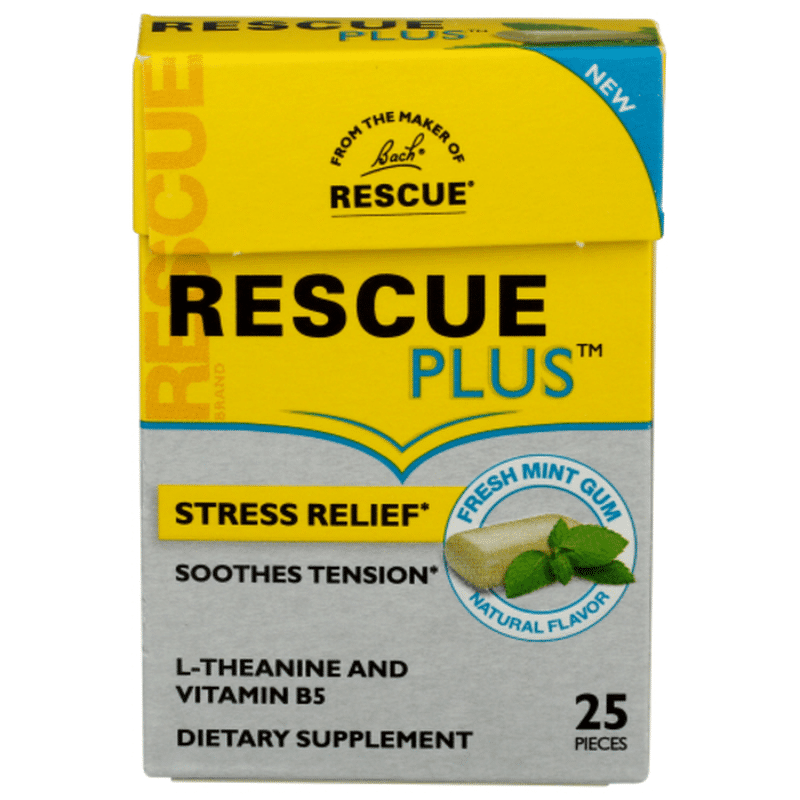 Rescue Plus Stress Relief Gum, Fresh Mint (25 each) - Instacart