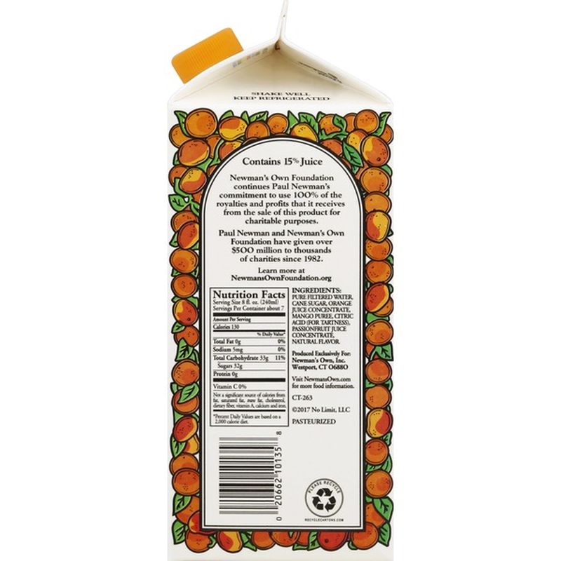 Newman's Own Fruit Juice Cocktail, Orange Mango Tango (59 oz) - Instacart