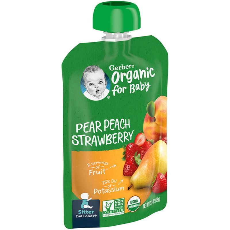 Gerber Organic for Baby Pear Peach Strawberry Baby Food (3.5 oz ...