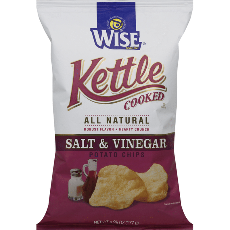 Wise Potato Chips, Kettle Cooked, Salt & Vinegar (6.25 oz) - Instacart