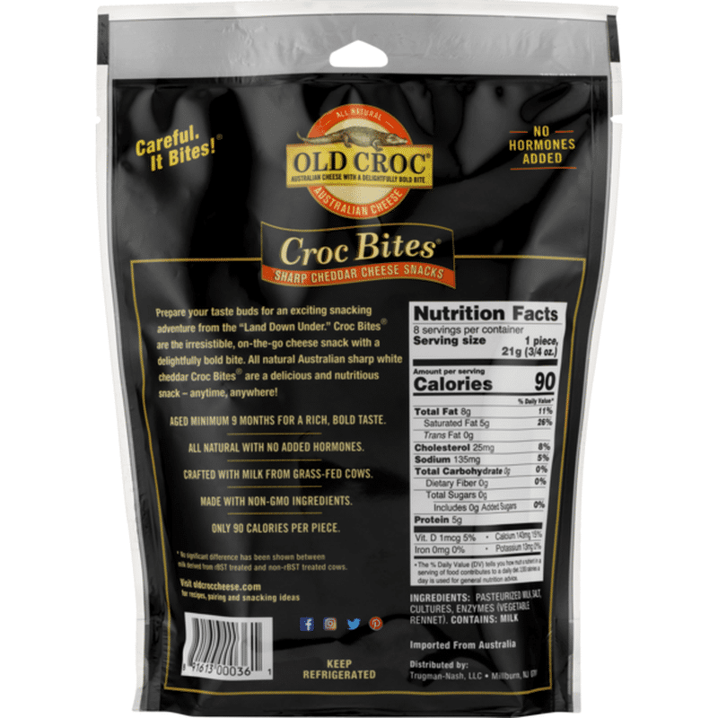 Old Croc Australian Cheese Croc Bites Sharp Cheddar Cheese Snacks (0.75 ...