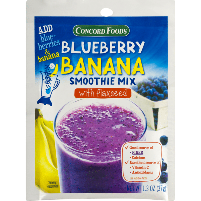 Concord Foods Blueberry Banana Smoothie Mix with Flaxseed (1.3 oz ...