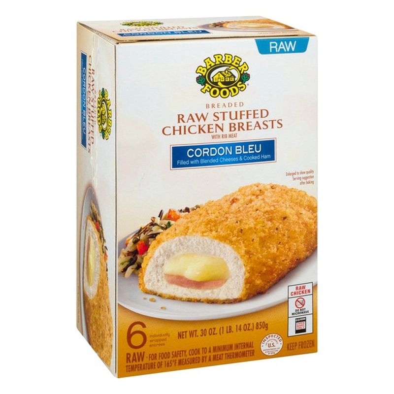 Barber Foods Stuffed Chicken Breasts, Raw, Breaded, Cordon Bleu (6 each ...