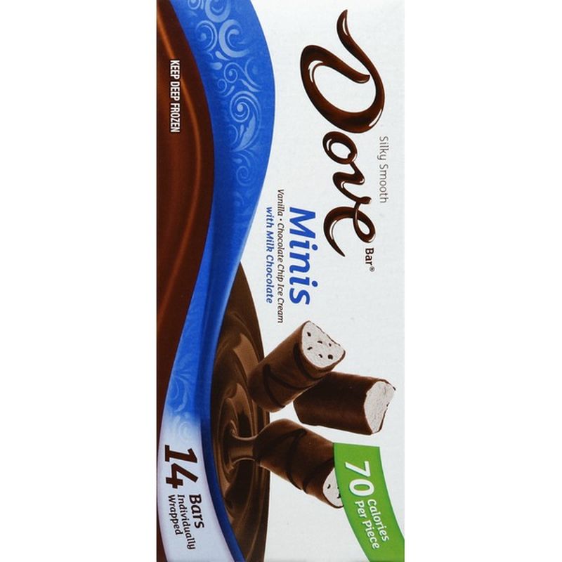 Dove Bar Minis Vanilla Chocolate Chip Ice Cream with Milk Chocolate ...