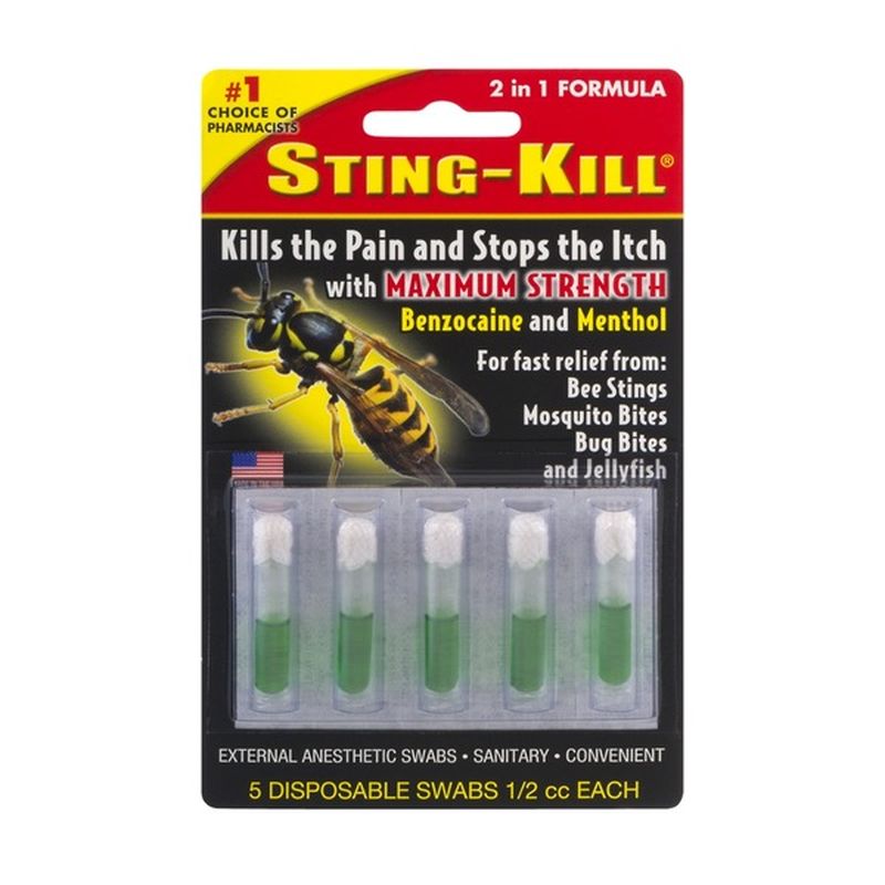 Sting-Kill Maximum Strength External Anesthetic Disposable Swabs - 5 CT ...