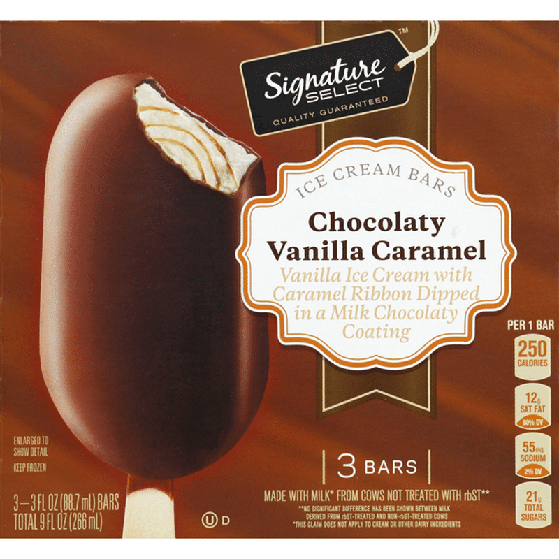 Signature Select Ice Cream Bars, Chocolaty Vanilla Caramel (3 each ...